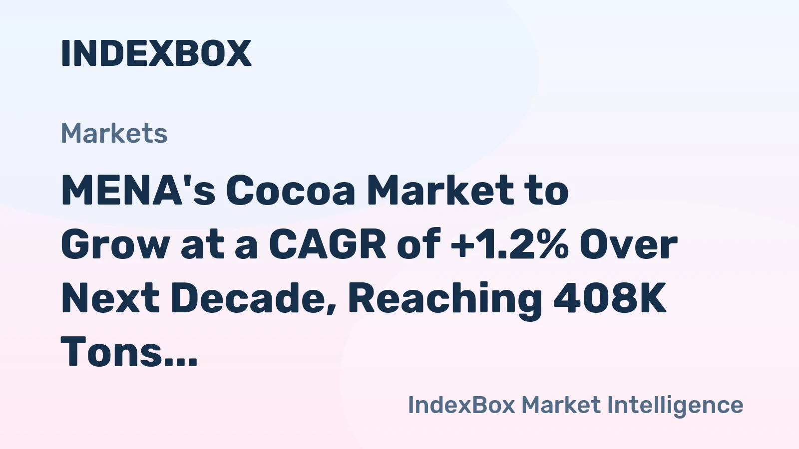 MENA's Cocoa Market to Grow at a CAGR of +1.2% Over Next Decade, Reaching 408K Tons by 2035
