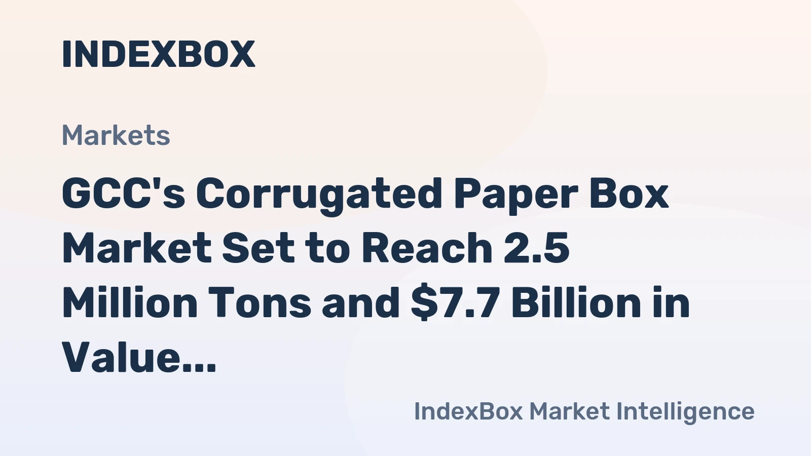 GCC's Corrugated Paper Box Market Set to Reach 2.5 Million Tons and $7.7 Billion in Value