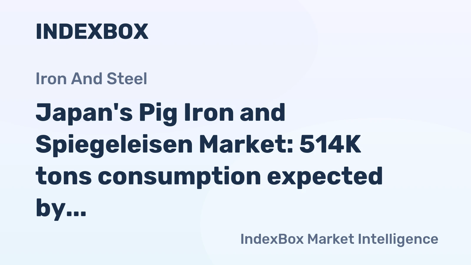Japan's Pig Iron and Spiegeleisen Market: 514K tons consumption expected by 2035 with $267M market value