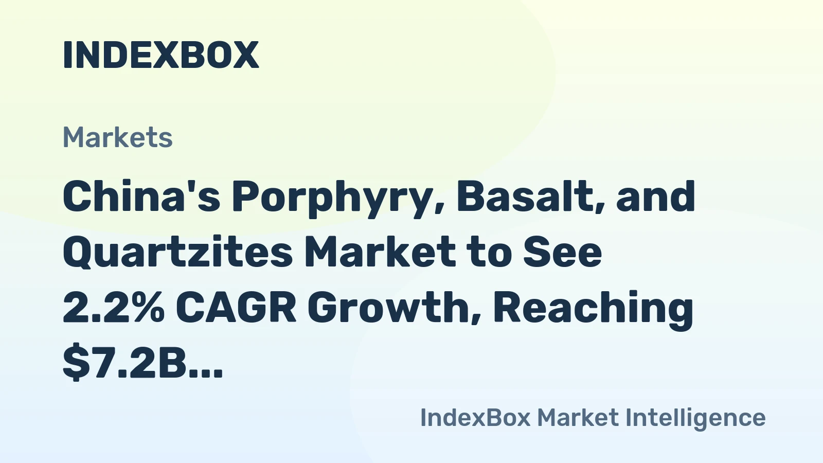 China's Porphyry, Basalt, and Quartzites Market to See 2.2% CAGR Growth, Reaching $7.2B by 2035