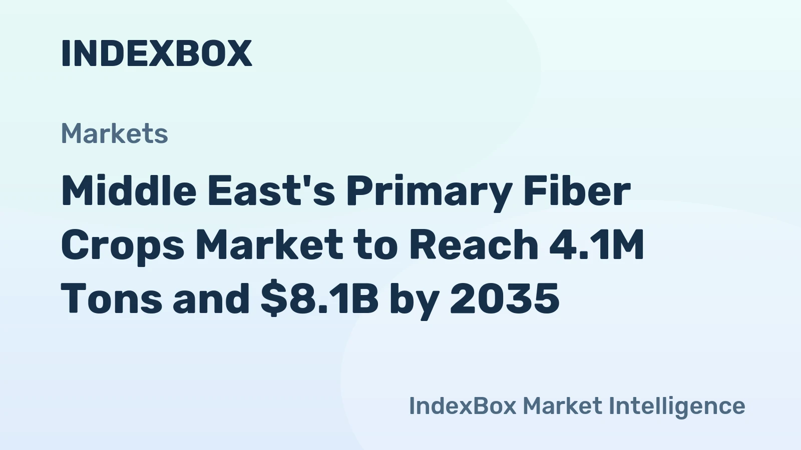 Middle East's Primary Fiber Crops Market to Reach 4.1M Tons and $8.1B by 2035