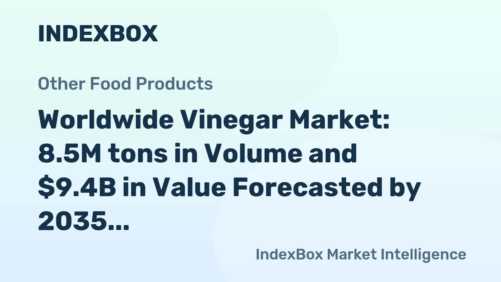 Worldwide Vinegar Market: 8.5M tons in Volume and $9.4B in Value Forecasted by 2035