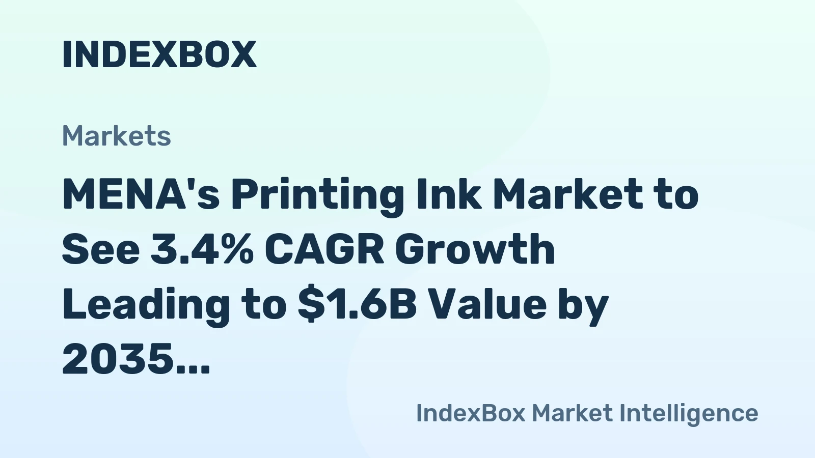 MENA's Printing Ink Market to See 3.4% CAGR Growth Leading to $1.6B Value by 2035
