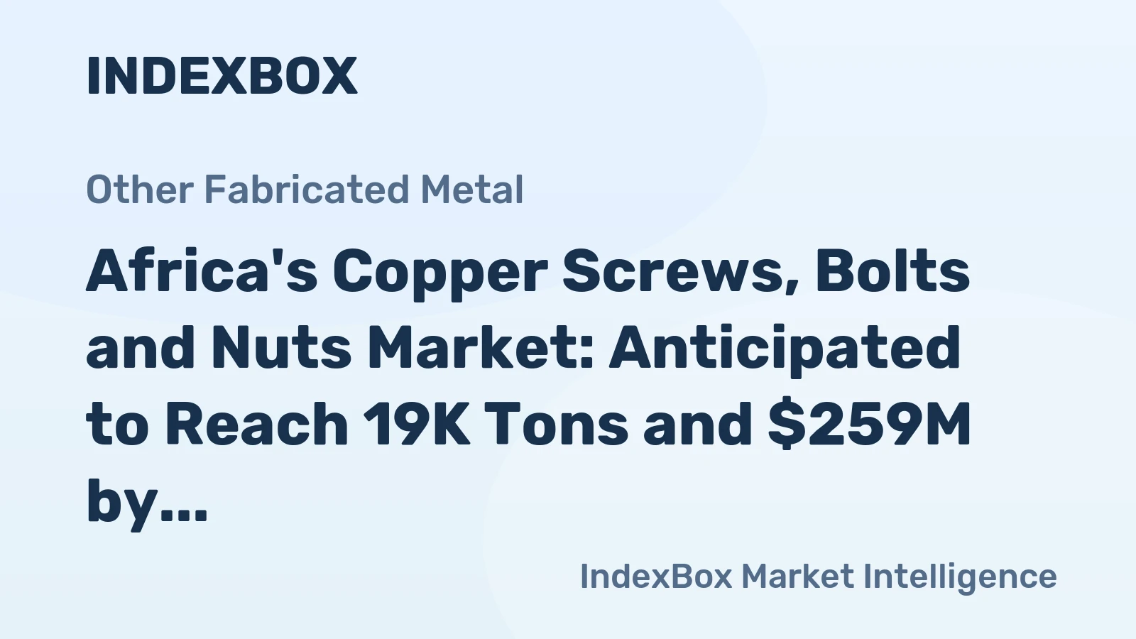 Africa's Copper Screws, Bolts and Nuts Market: Anticipated to Reach 19K Tons and $259M by 2035
