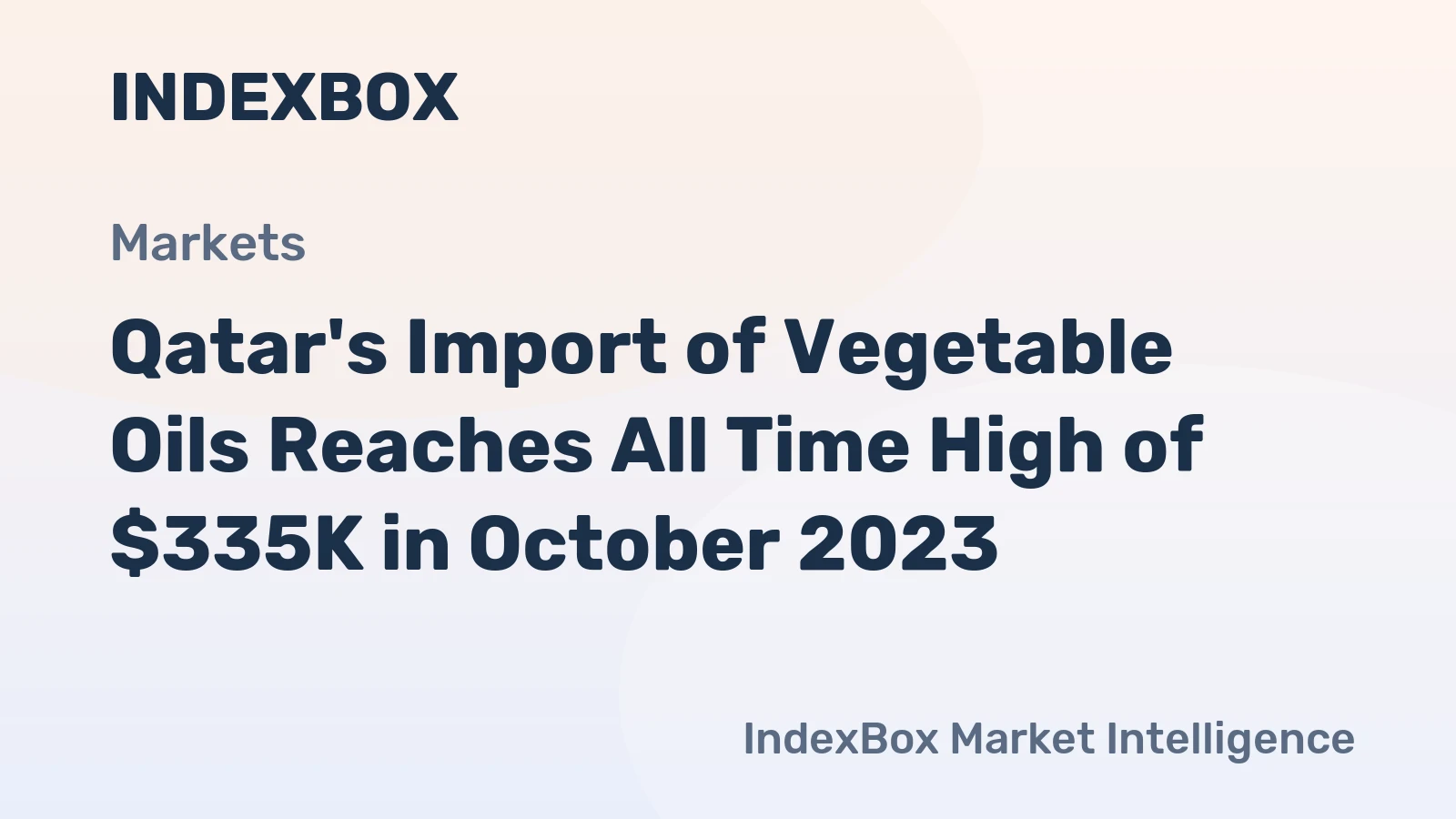 Qatar's Import of Vegetable Oils Reaches All Time High of $335K in October 2023