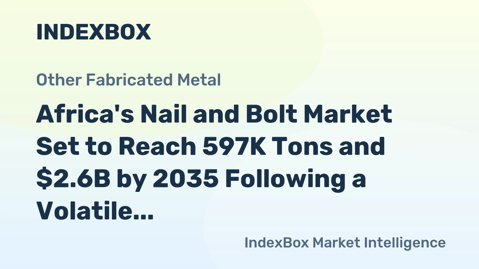 Africa's Nail and Bolt Market Set to Reach 597K Tons and $2.6B by 2035 Following a Volatile 2024