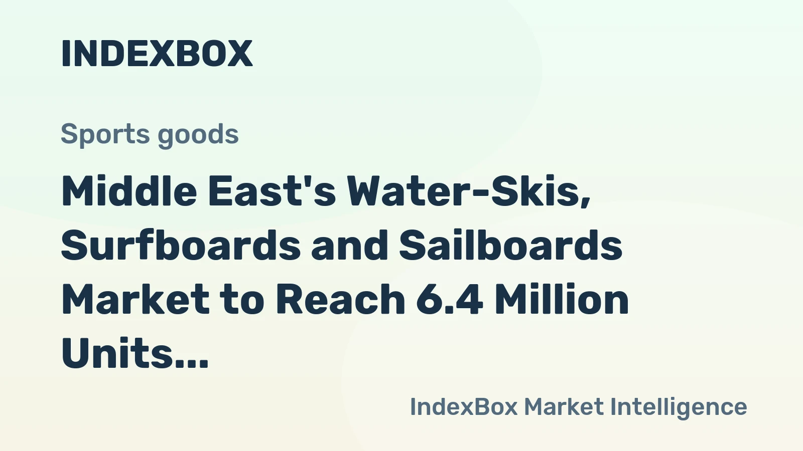 Middle East's Water-Skis, Surfboards and Sailboards Market to Reach 6.4 Million Units and $161M by 2035
