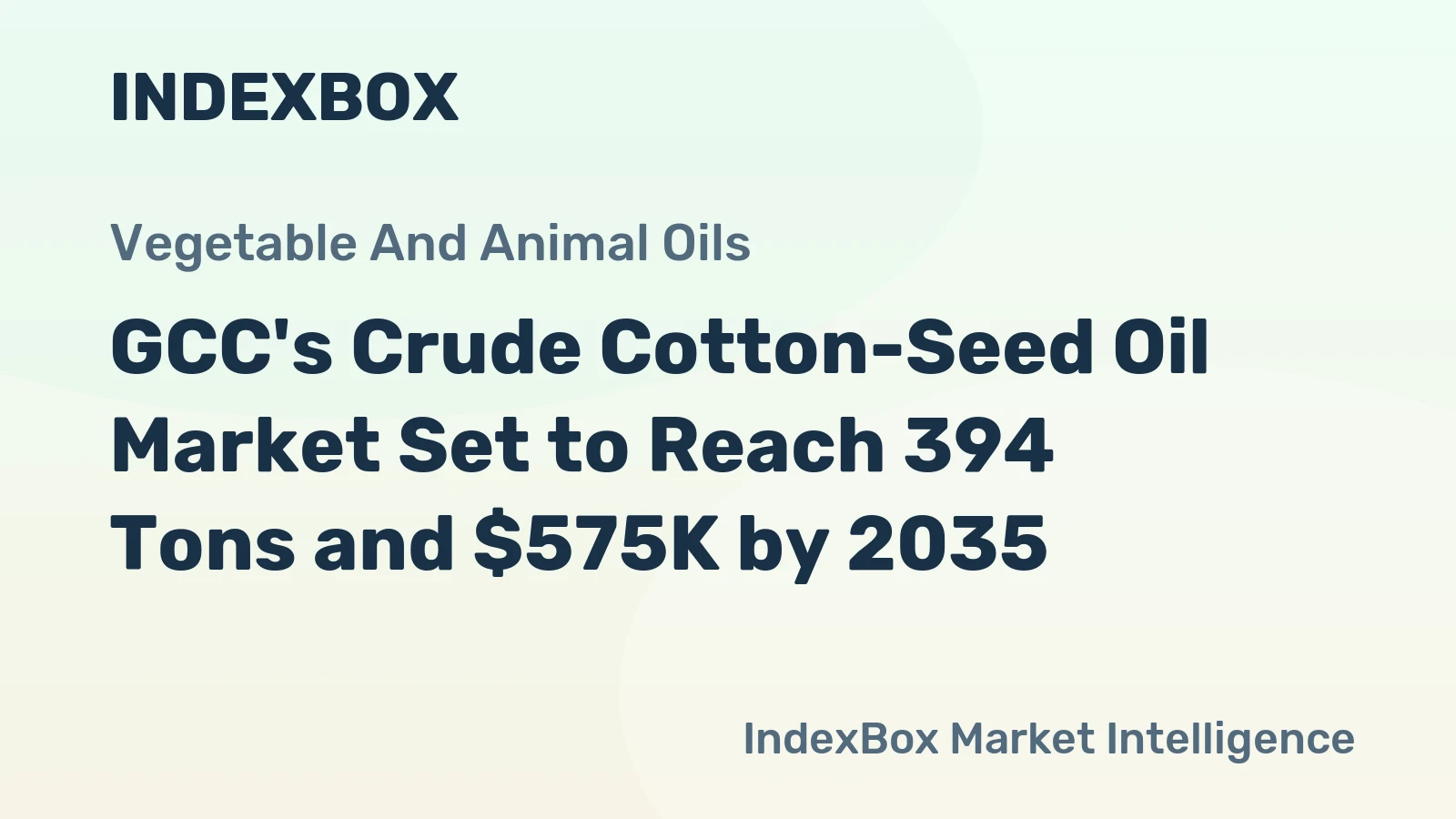 GCC's Crude Cotton-Seed Oil Market Set to Reach 394 Tons and $575K by 2035