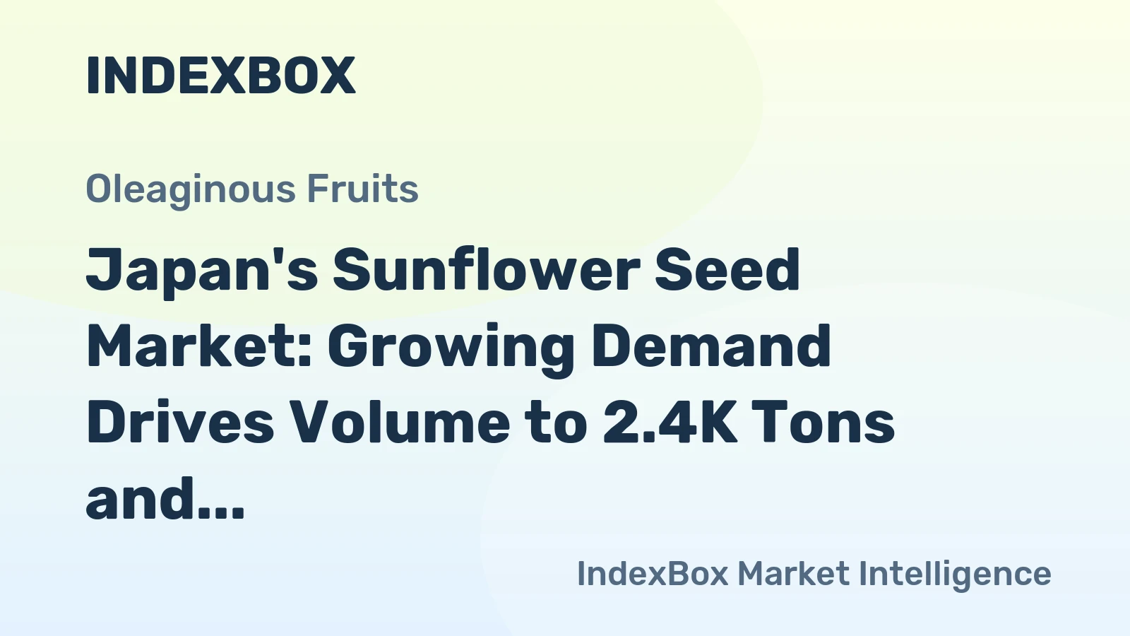 Japan's Sunflower Seed Market: Growing Demand Drives Volume to 2.4K Tons and Value to $9.5M by 2035