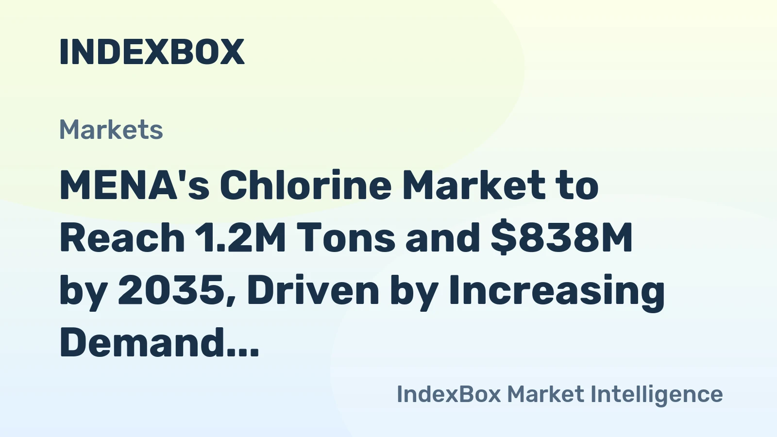 MENA's Chlorine Market to Reach 1.2M Tons and $838M by 2035, Driven by Increasing Demand