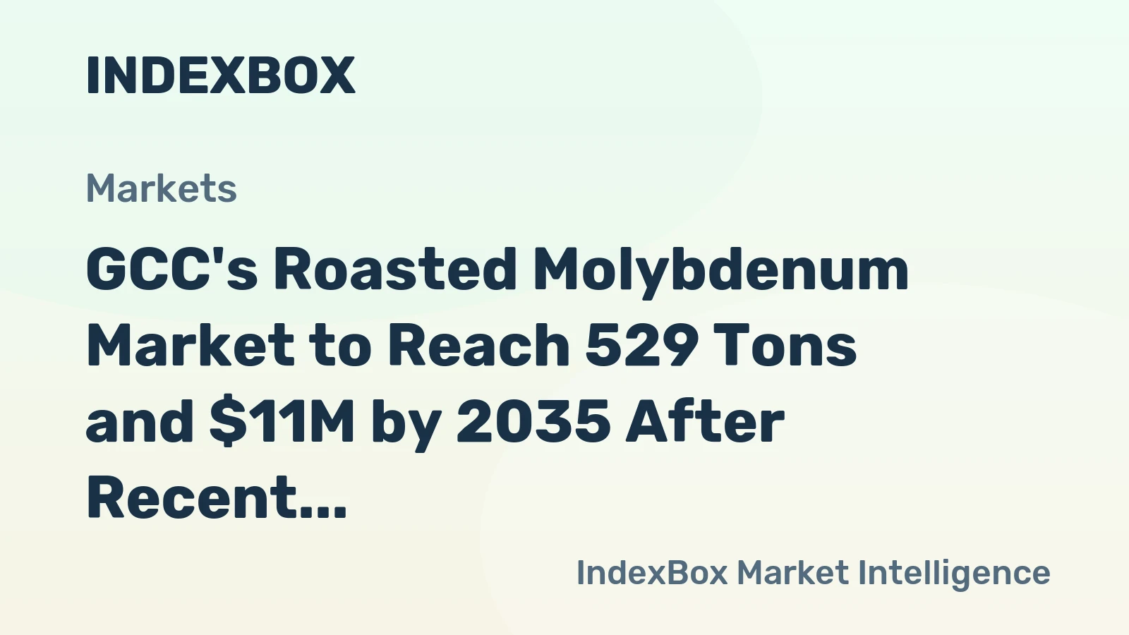 GCC's Roasted Molybdenum Market to Reach 529 Tons and $11M by 2035 After Recent Slump