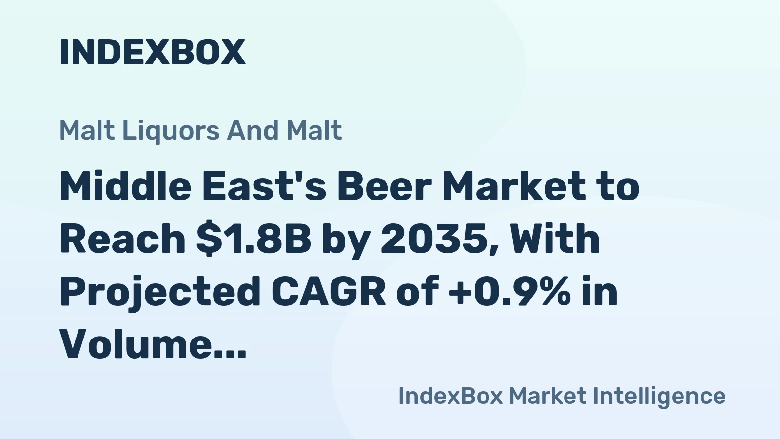 Middle East's Beer Market to Reach $1.8B by 2035, With Projected CAGR of +0.9% in Volume and +1.6% in Value Terms