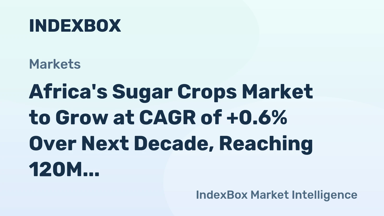 Africa's Sugar Crops Market to Grow at CAGR of +0.6% Over Next Decade, Reaching 120M Tons by 2035