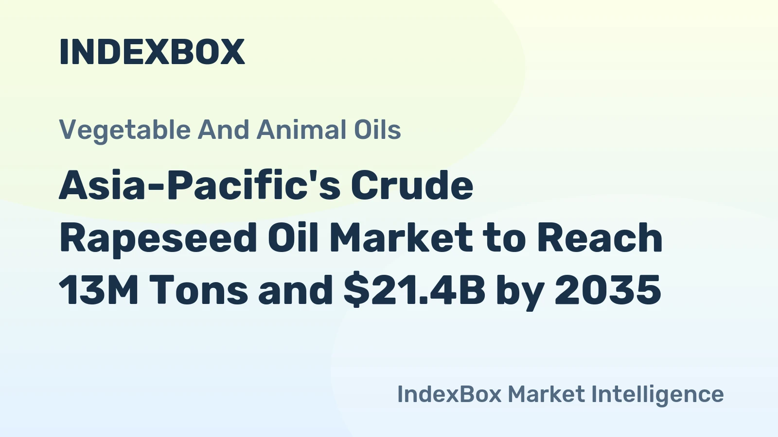 Asia-Pacific's Crude Rapeseed Oil Market to Reach 13M Tons and $21.4B by 2035