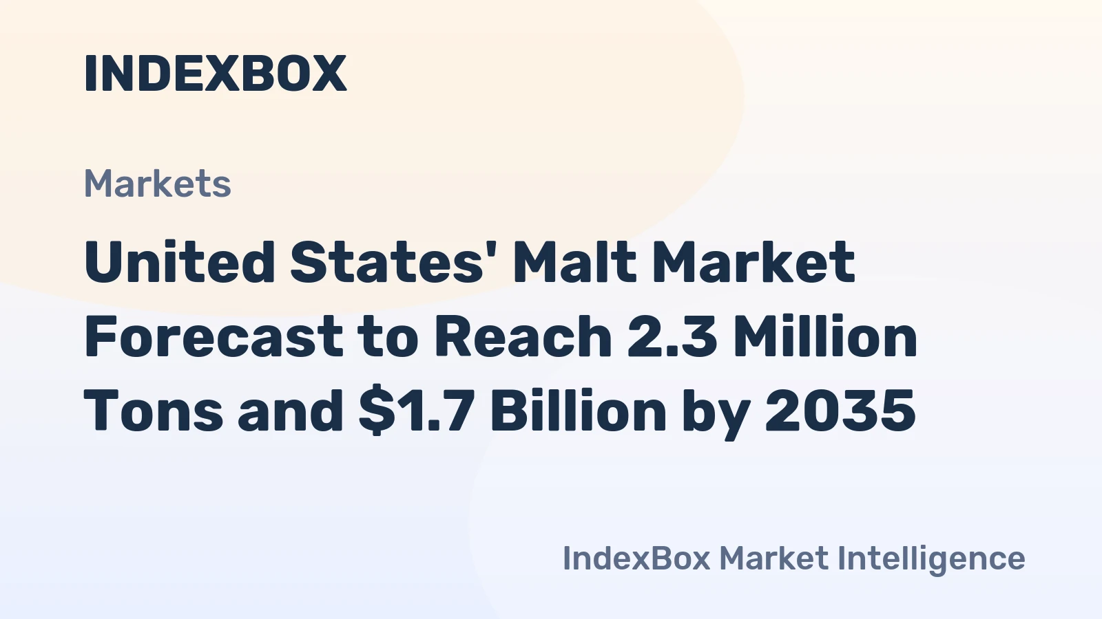 United States' Malt Market Forecast to Reach 2.3 Million Tons and $1.7 Billion by 2035