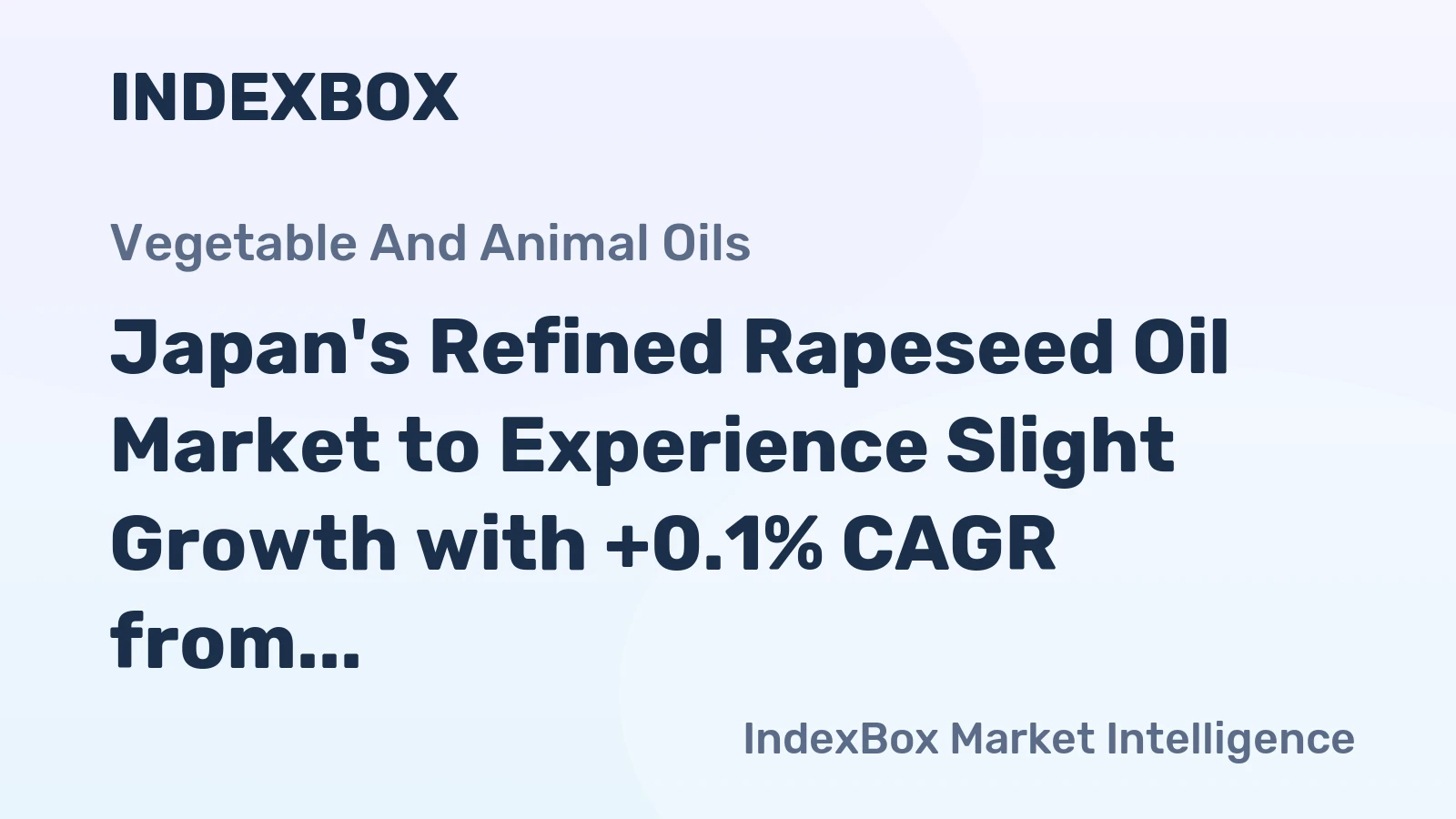 Japan's Refined Rapeseed Oil Market to Experience Slight Growth with +0.1% CAGR from 2024 to 2035