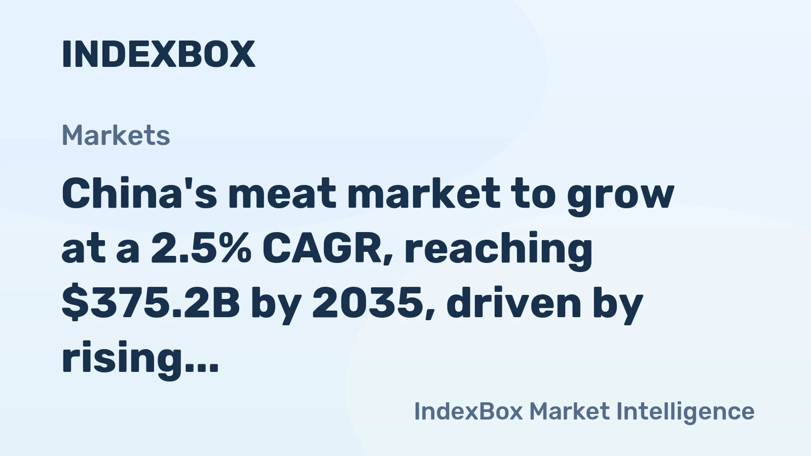 China's meat market to grow at a 2.5% CAGR, reaching $375.2B by 2035, driven by rising domestic demand.