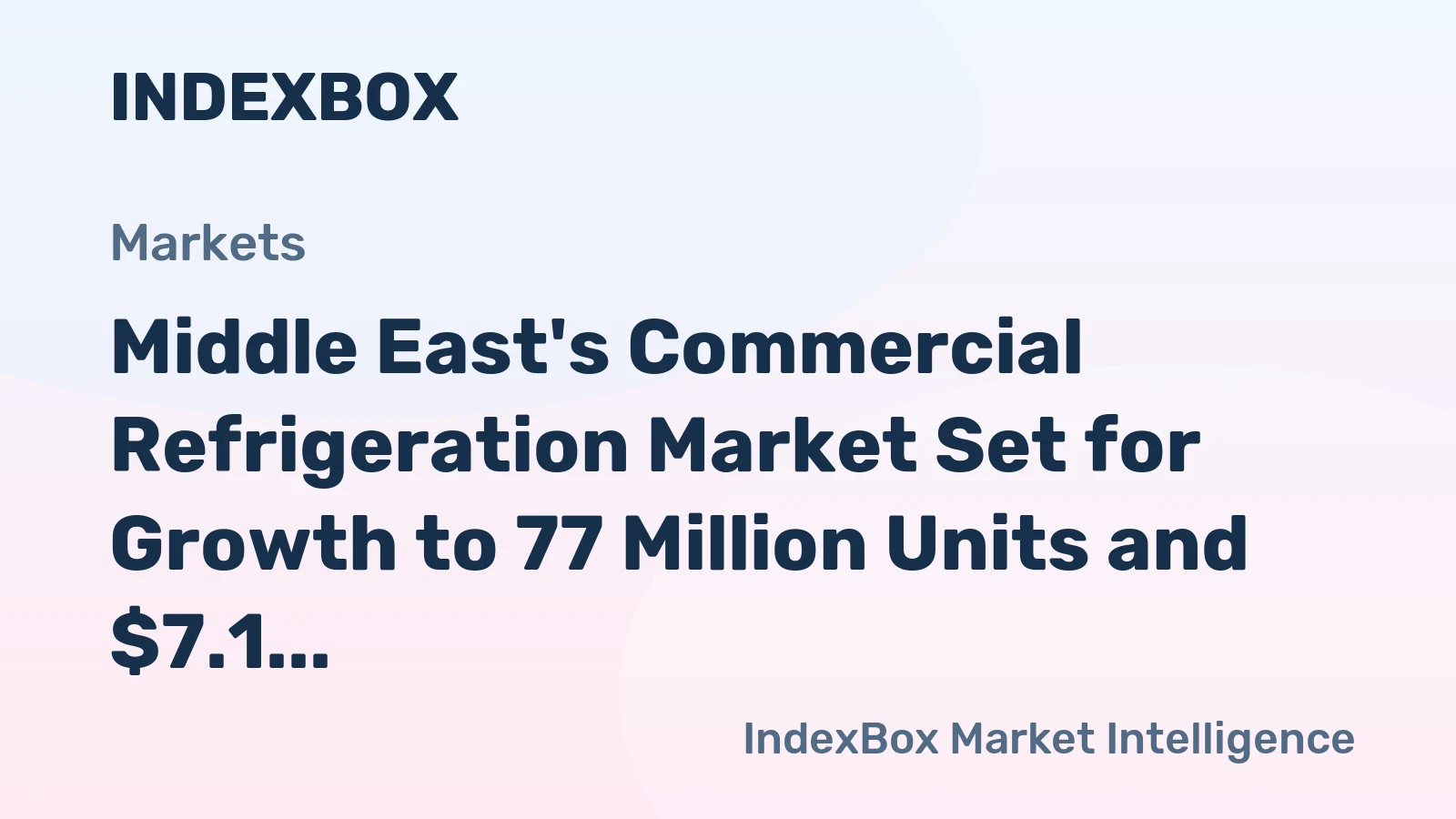 Middle East's Commercial Refrigeration Market Set for Growth to 77 Million Units and $7.1 Billion Value