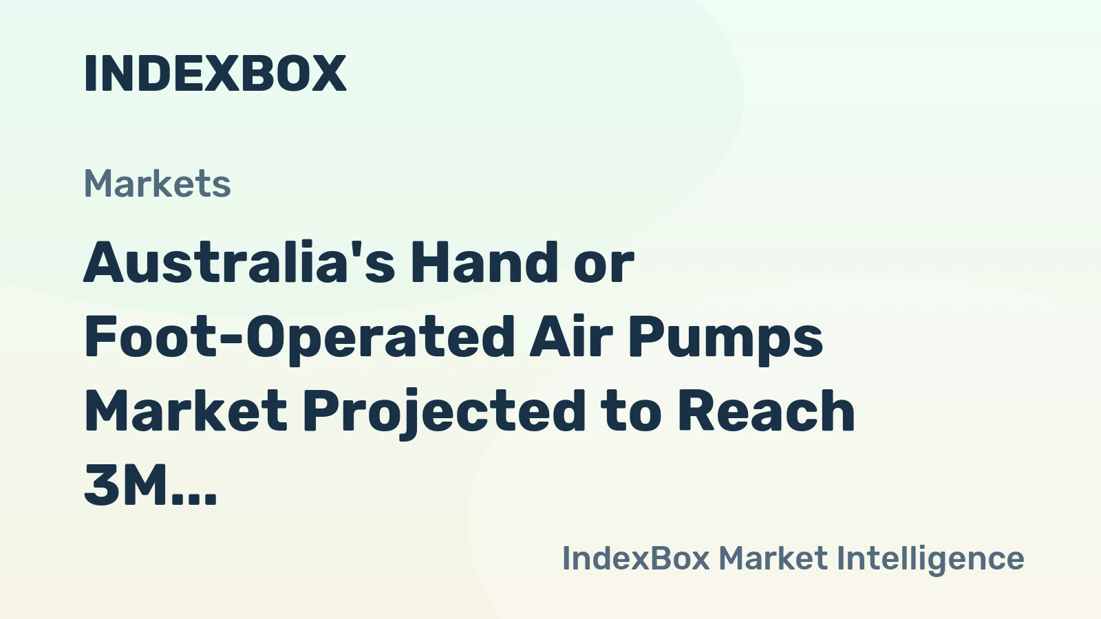 Australia's Hand or Foot-Operated Air Pumps Market Projected to Reach 3M Units and $10M by 2035