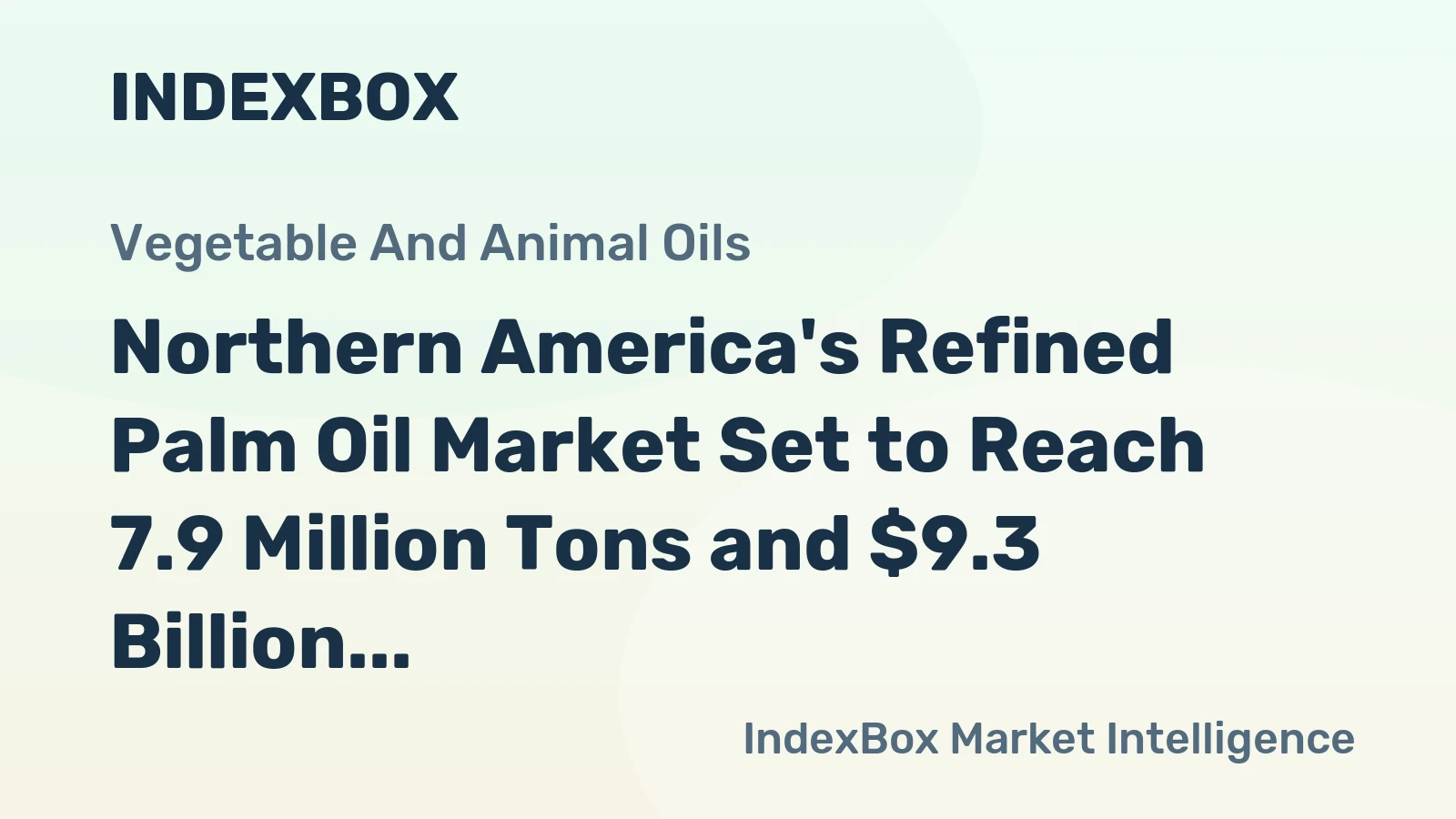 Northern America's Refined Palm Oil Market Set to Reach 7.9 Million Tons and $9.3 Billion