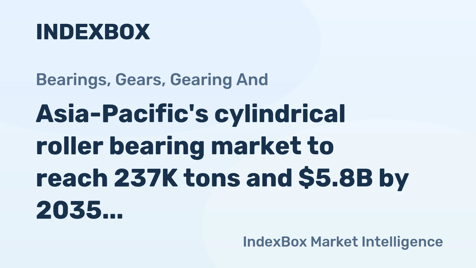 Asia-Pacific's cylindrical roller bearing market to reach 237K tons and $5.8B by 2035, driven by steady demand growth.