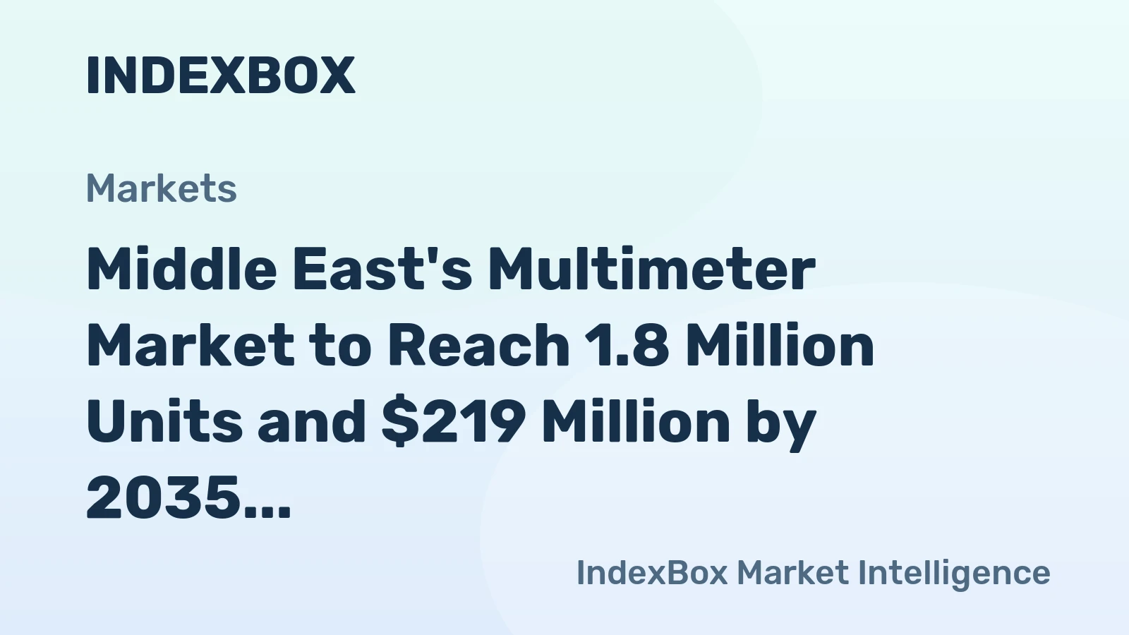 Middle East's Multimeter Market to Reach 1.8 Million Units and $219 Million by 2035