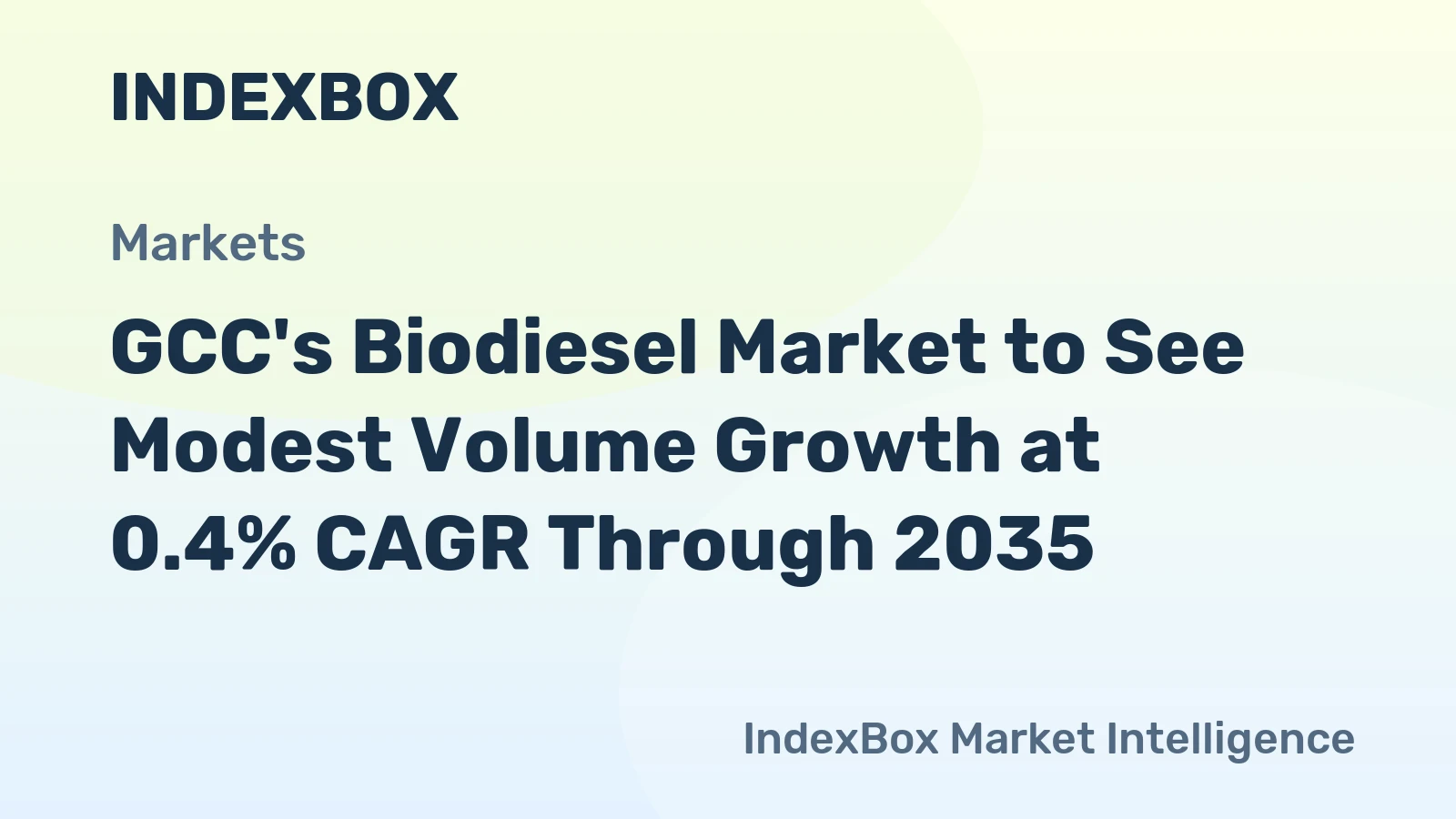 GCC's Biodiesel Market to See Modest Volume Growth at 0.4% CAGR Through 2035