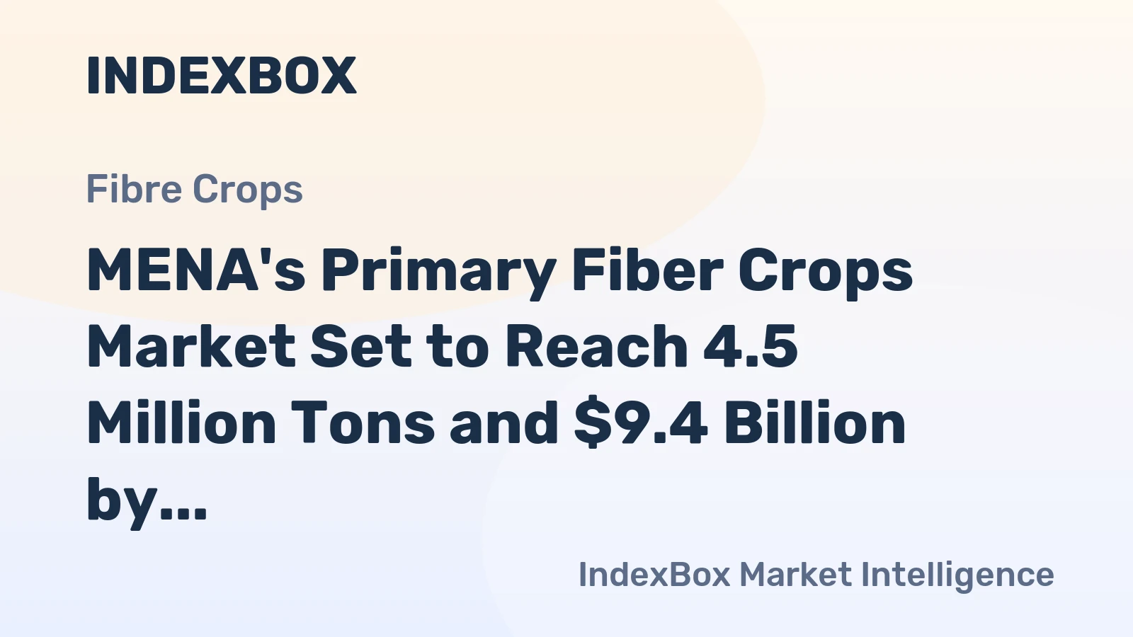 MENA's Primary Fiber Crops Market Set to Reach 4.5 Million Tons and $9.4 Billion by 2035