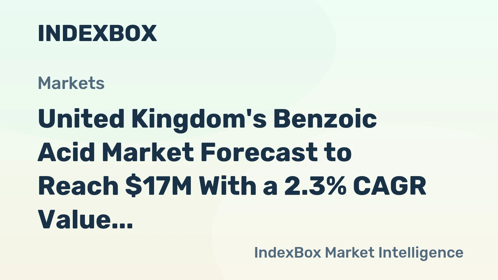 United Kingdom's Benzoic Acid Market Forecast to Reach $17M With a 2.3% CAGR Value Growth