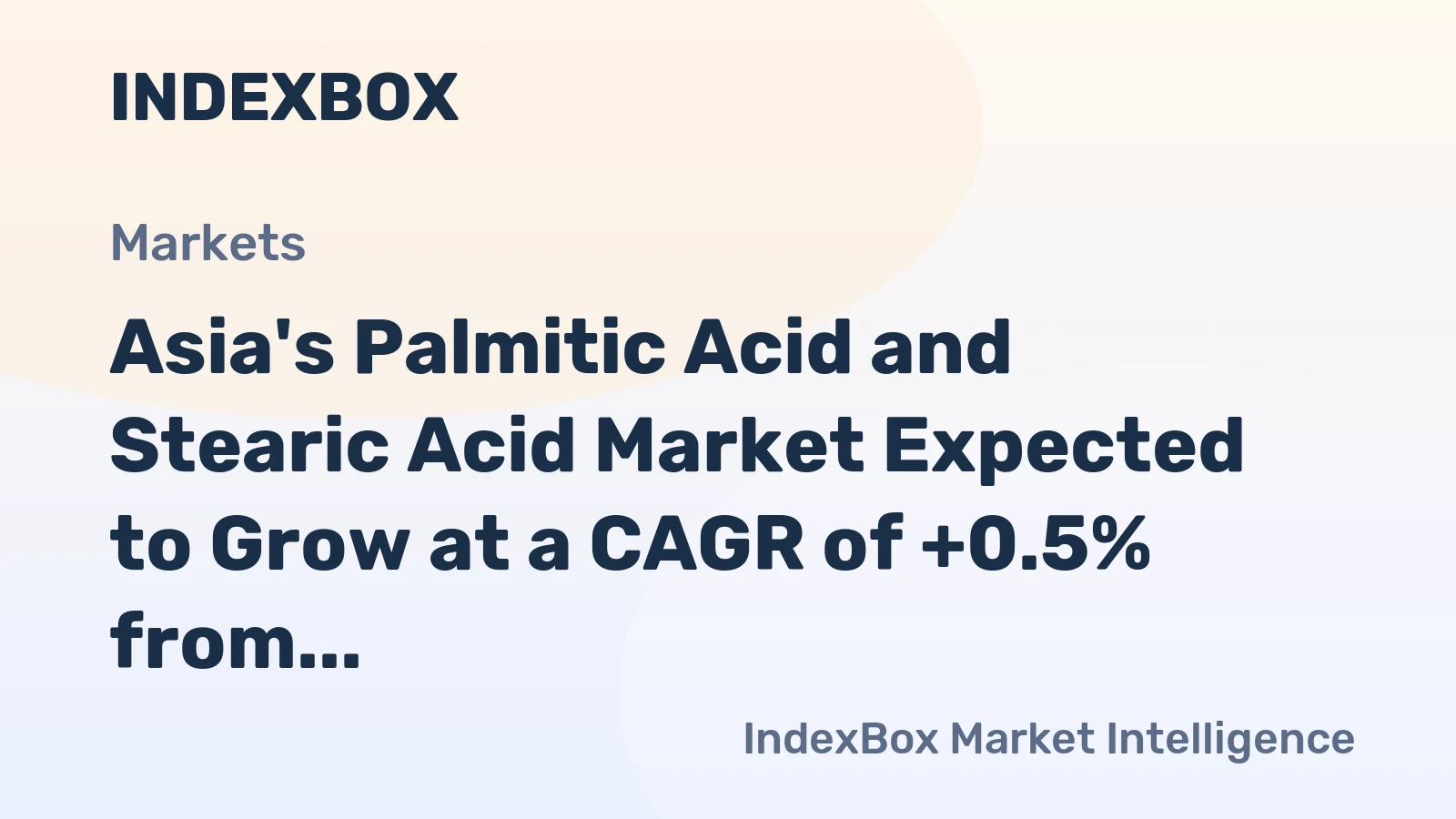 Asia's Palmitic Acid and Stearic Acid Market Expected to Grow at a CAGR of +0.5% from 2024 to 2035, Reaching $2.8B in Value