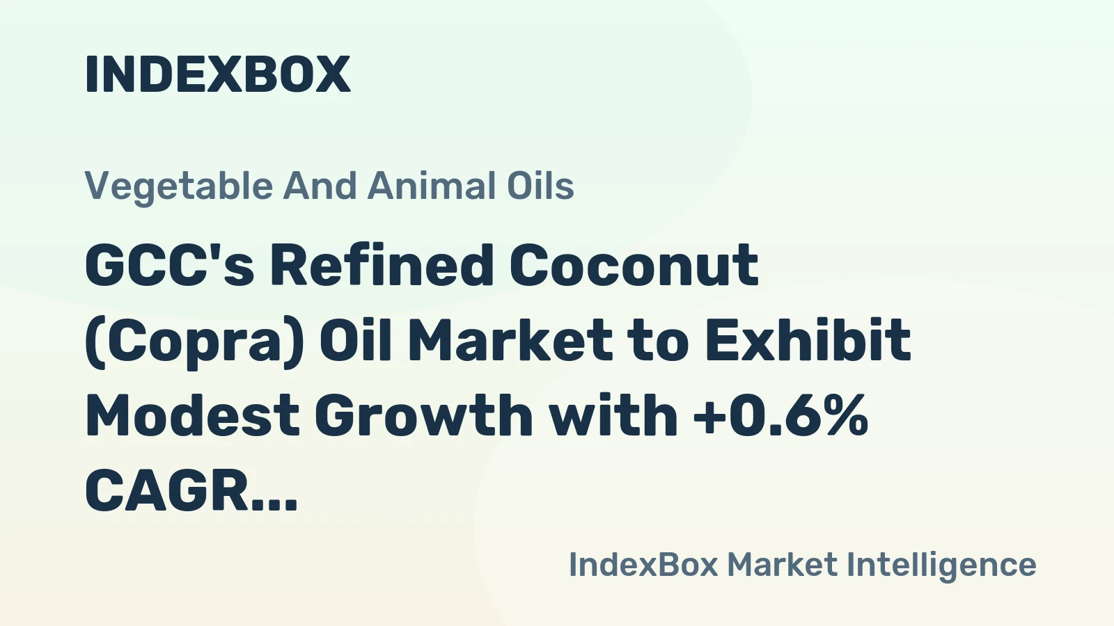 GCC's Refined Coconut (Copra) Oil Market to Exhibit Modest Growth with +0.6% CAGR, Reaching $267M by 2035