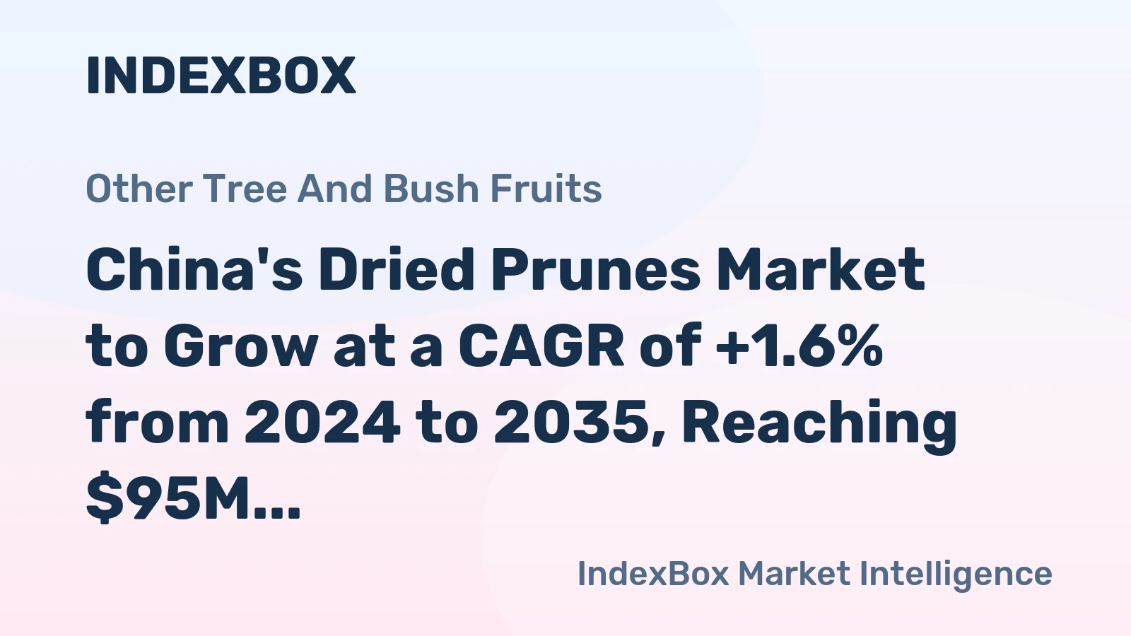 China's Dried Prunes Market to Grow at a CAGR of +1.6% from 2024 to 2035, Reaching $95M by the End of 2035