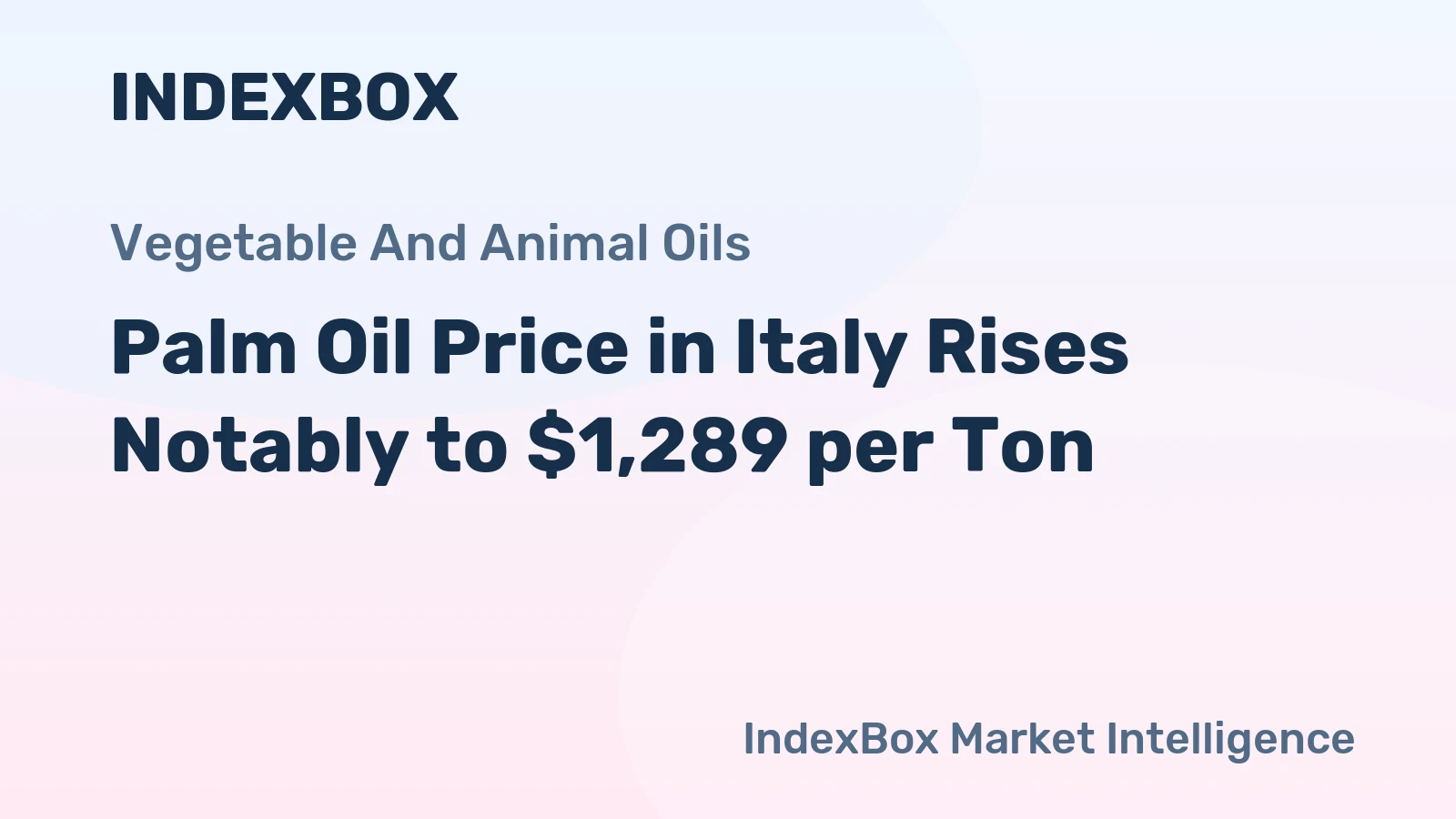 Palm Oil Price in Italy Rises Notably to $1,289 per Ton