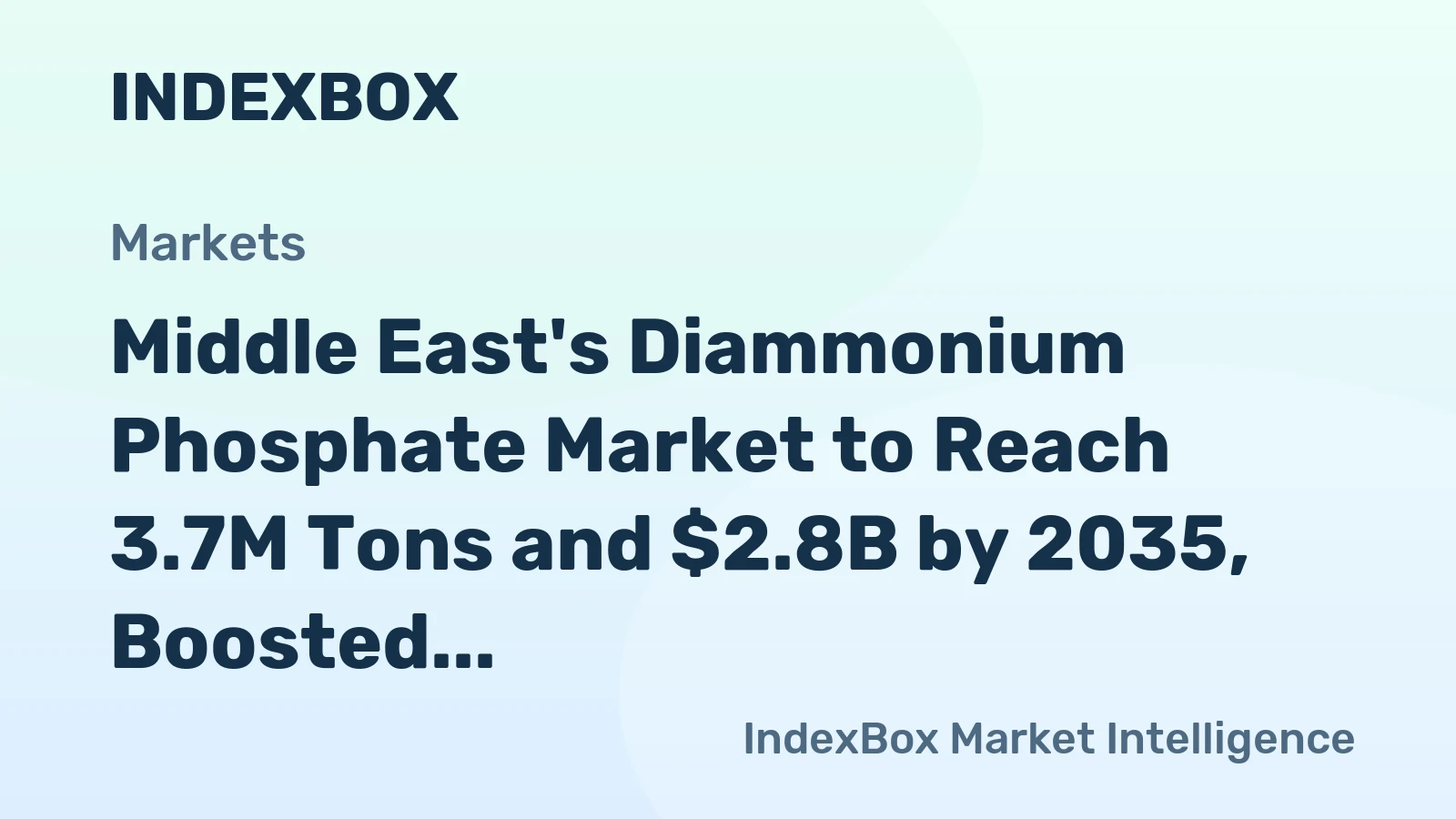 Middle East's Diammonium Phosphate Market to Reach 3.7M Tons and $2.8B by 2035, Boosted by Strong Demand