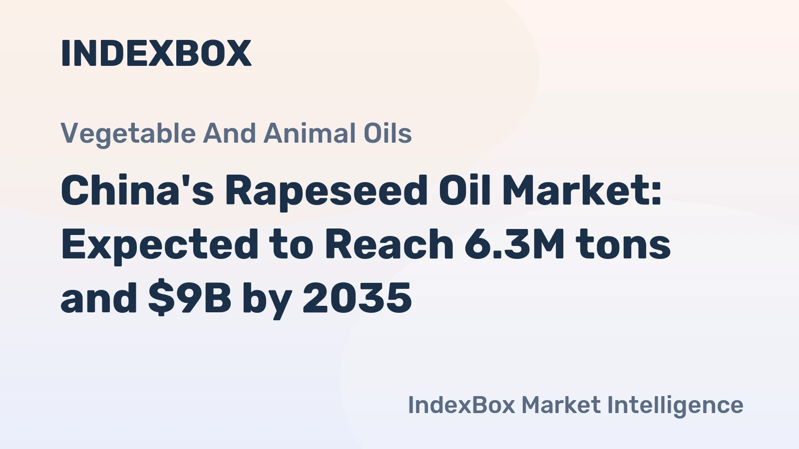 China's Rapeseed Oil Market: Expected to Reach 6.3M tons and $9B by 2035