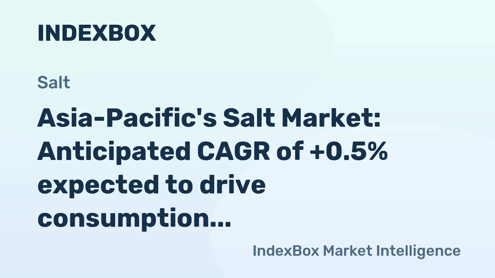 Asia-Pacific's Salt Market: Anticipated CAGR of +0.5% expected to drive consumption trend over the next decade