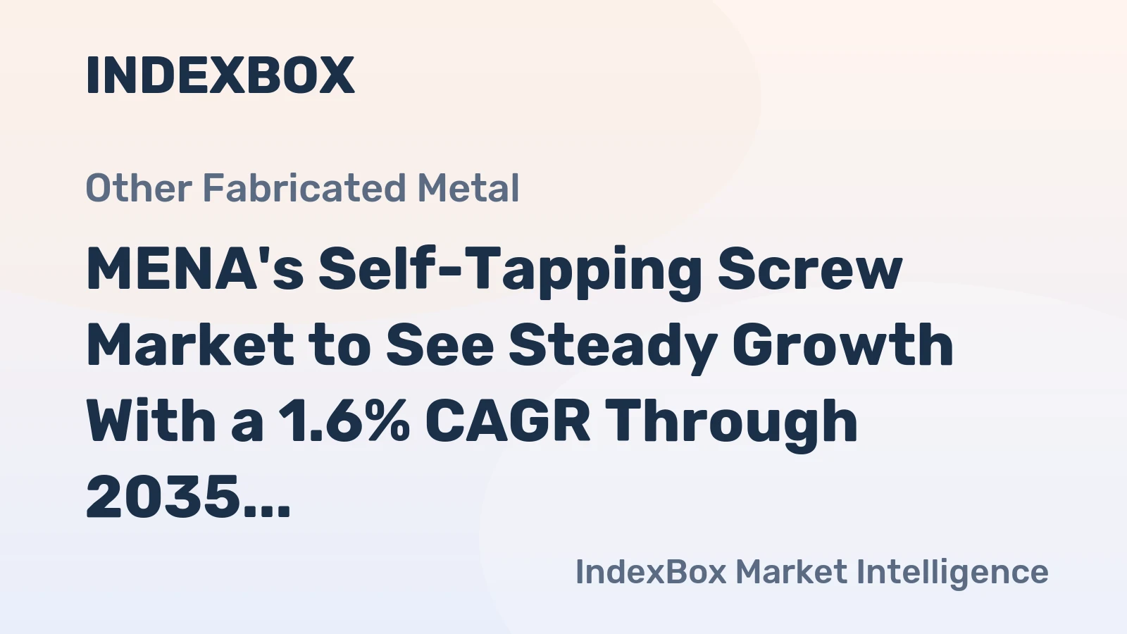 MENA's Self-Tapping Screw Market to See Steady Growth With a 1.6% CAGR Through 2035