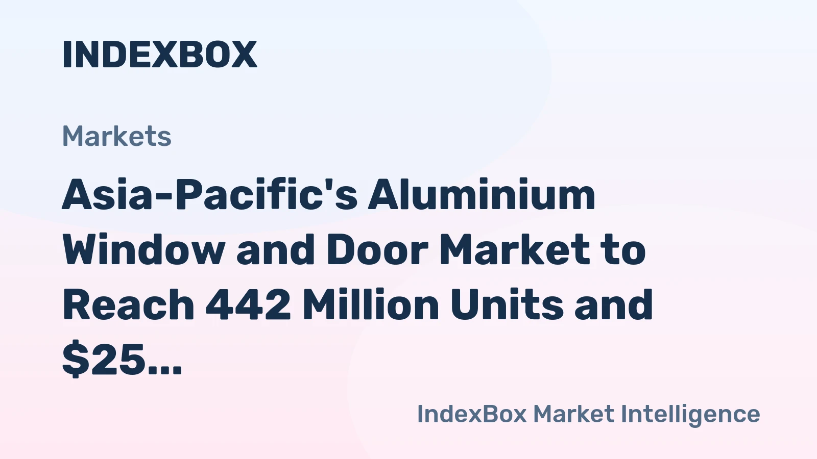 Asia-Pacific's Aluminium Window and Door Market to Reach 442 Million Units and $25 Billion