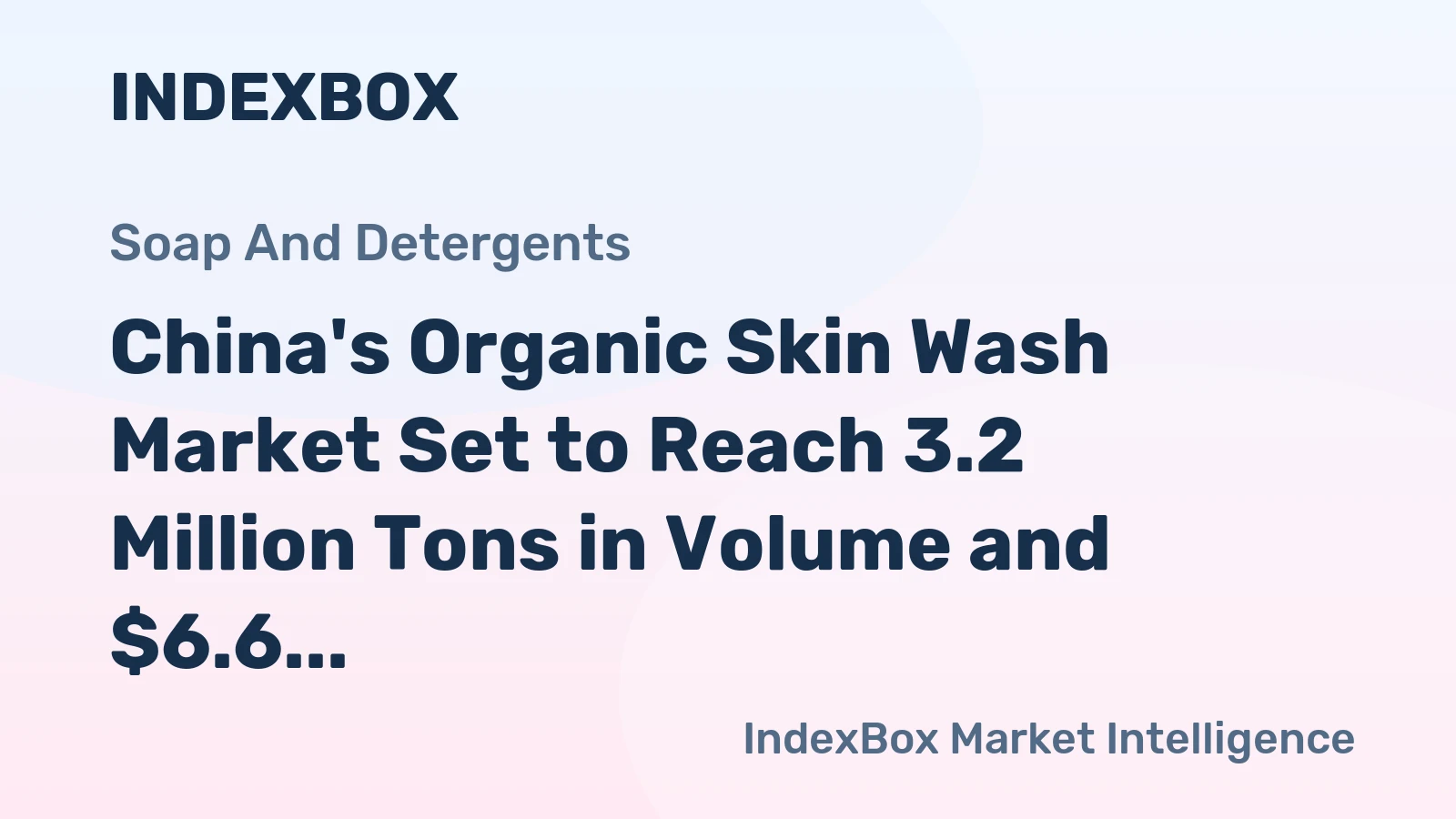 China's Organic Skin Wash Market Set to Reach 3.2 Million Tons in Volume and $6.6 Billion in Value