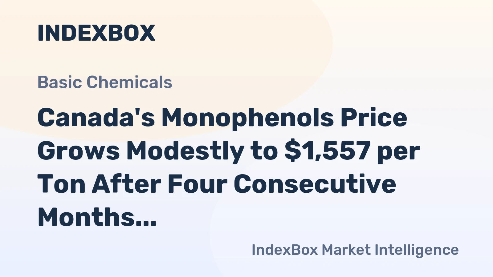 Canada's Monophenols Price Grows Modestly to $1,557 per Ton After Four Consecutive Months of Increase