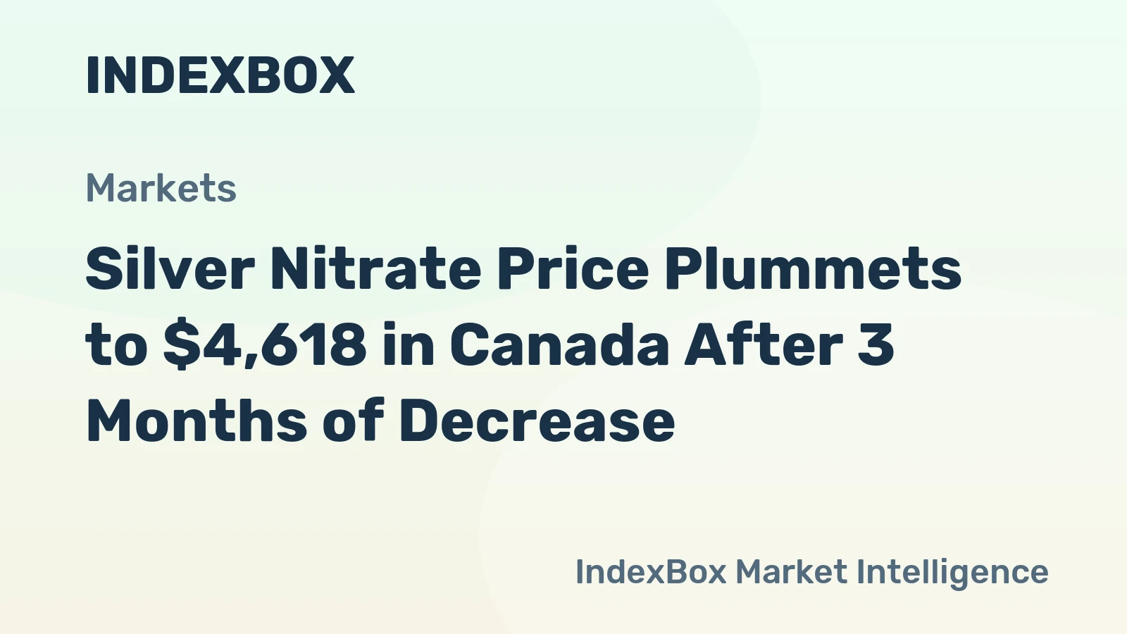 Silver Nitrate Price Plummets to $4,618 in Canada After 3 Months of Decrease