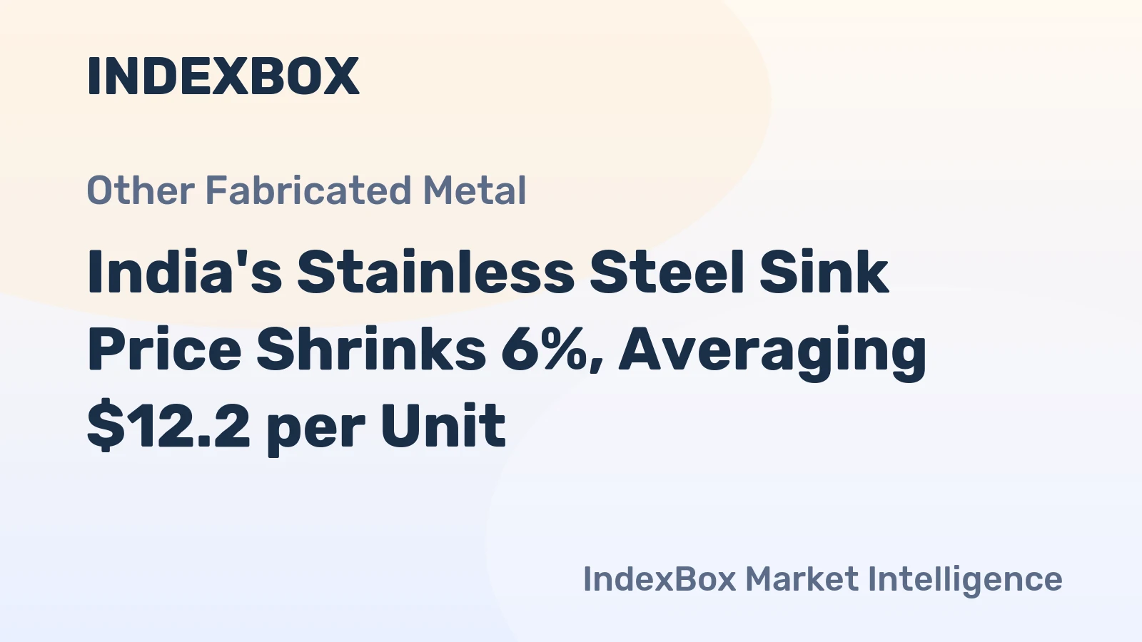 India's Stainless Steel Sink Price Shrinks 6%, Averaging $12.2 per Unit