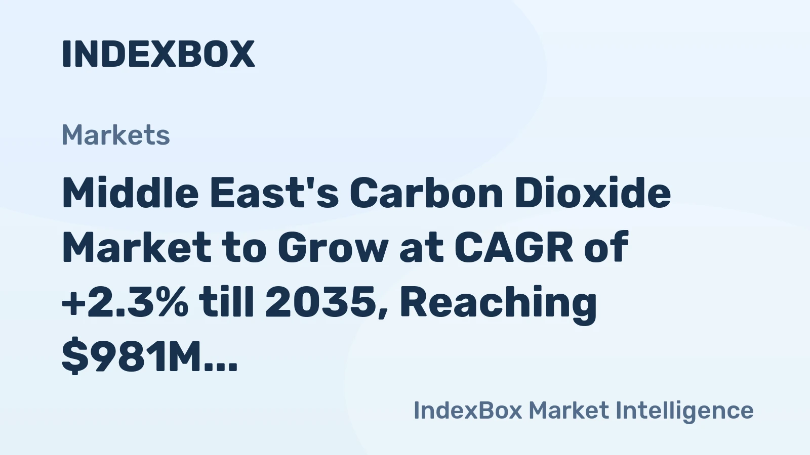 Middle East's Carbon Dioxide Market to Grow at CAGR of +2.3% till 2035, Reaching $981M