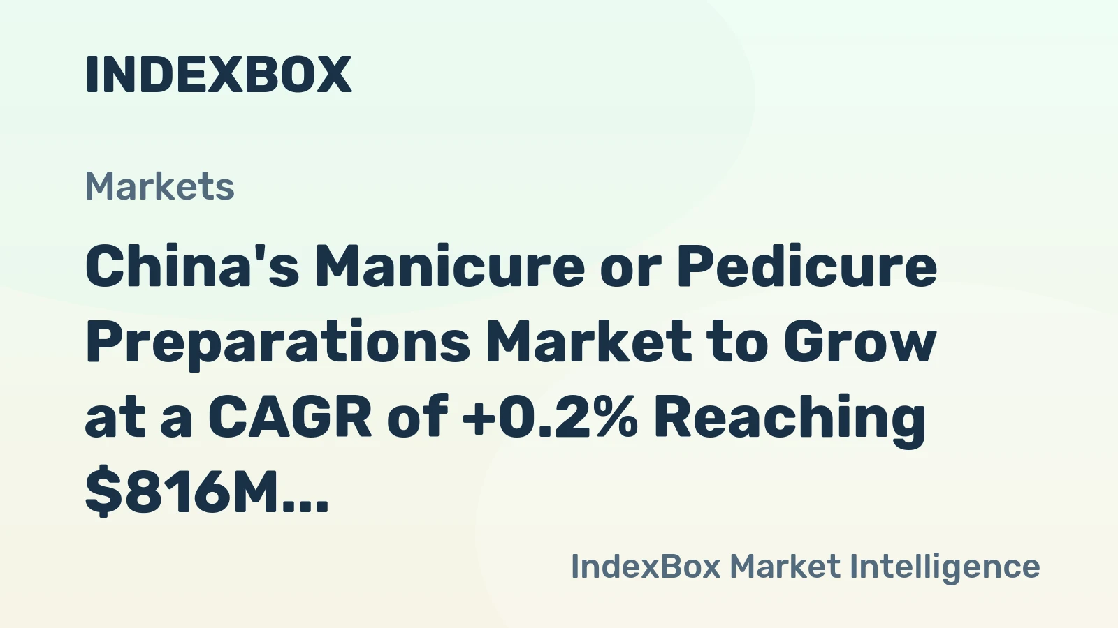 China's Manicure or Pedicure Preparations Market to Grow at a CAGR of +0.2% Reaching $816M by 2035