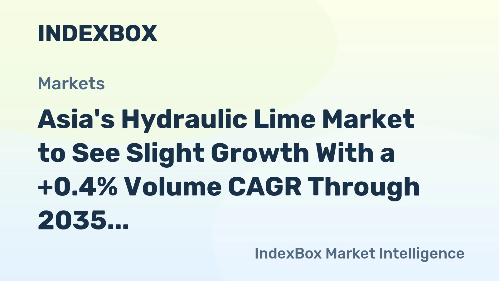 Asia's Hydraulic Lime Market to See Slight Growth With a +0.4% Volume CAGR Through 2035