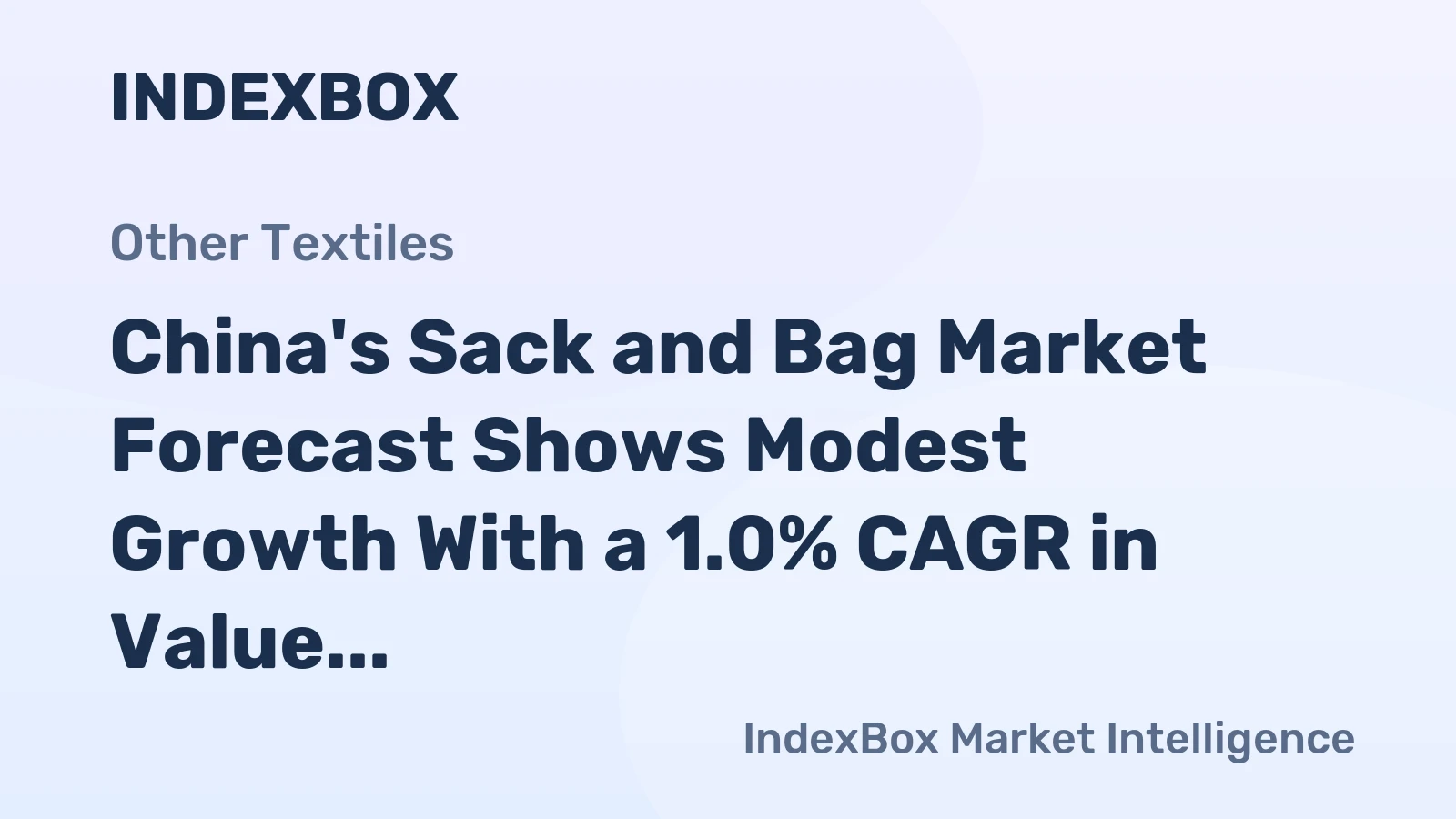China's Sack and Bag Market Forecast Shows Modest Growth With a 1.0% CAGR in Value