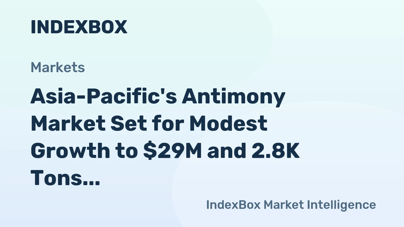 Asia-Pacific's Antimony Market Set for Modest Growth to $29M and 2.8K Tons