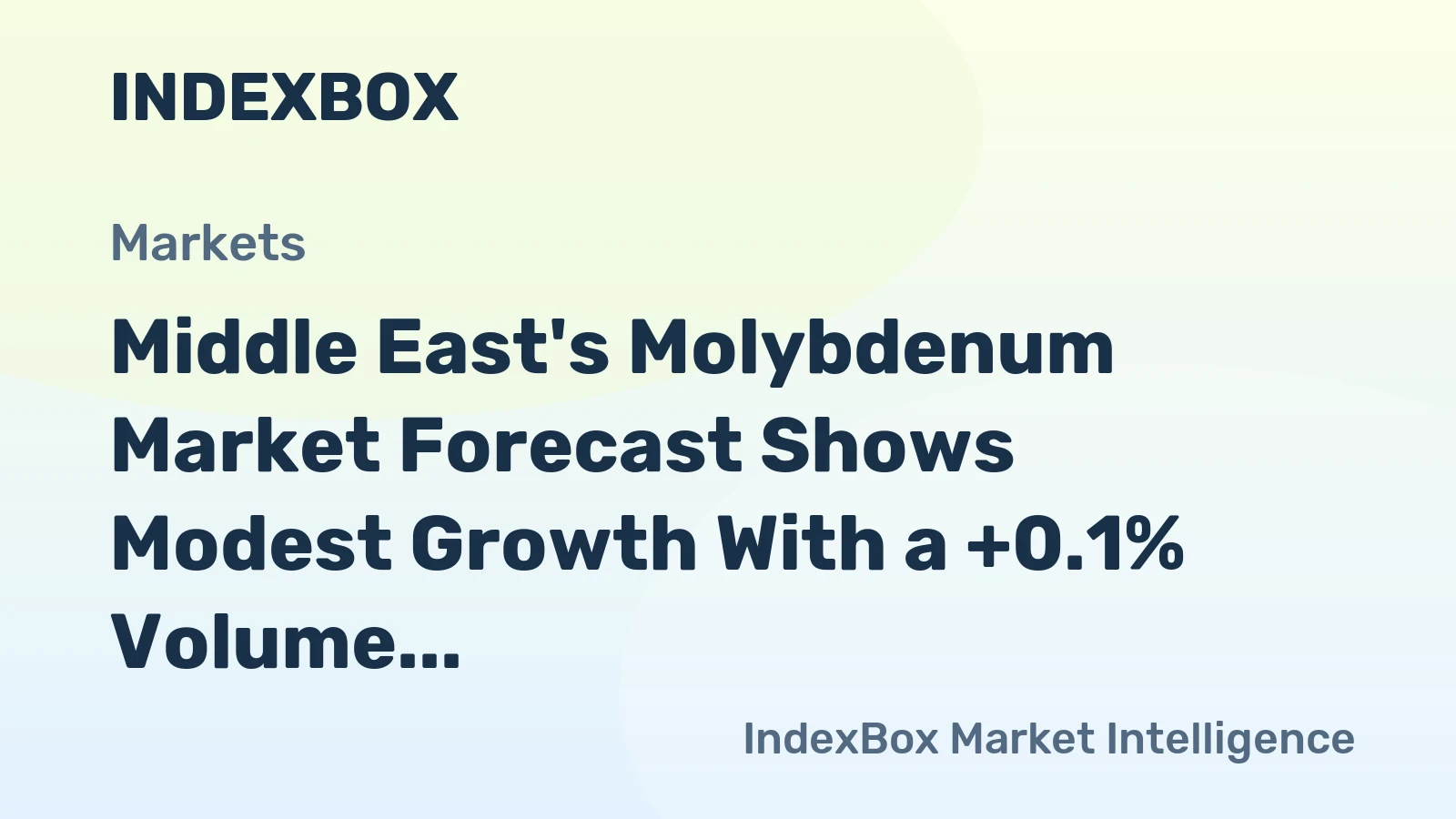 Middle East's Molybdenum Market Forecast Shows Modest Growth With a +0.1% Volume CAGR