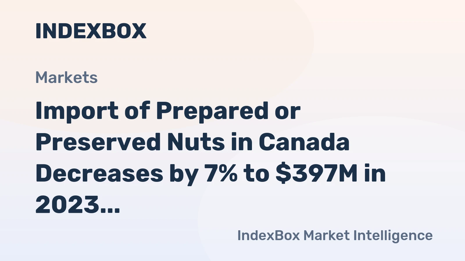 Import of Prepared or Preserved Nuts in Canada Decreases by 7% to $397M in 2023