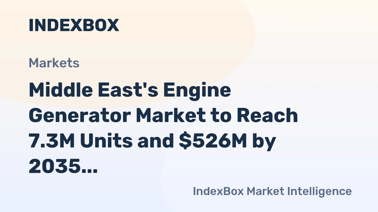 Middle East's Engine Generator Market to Reach 7.3M Units and $526M by 2035